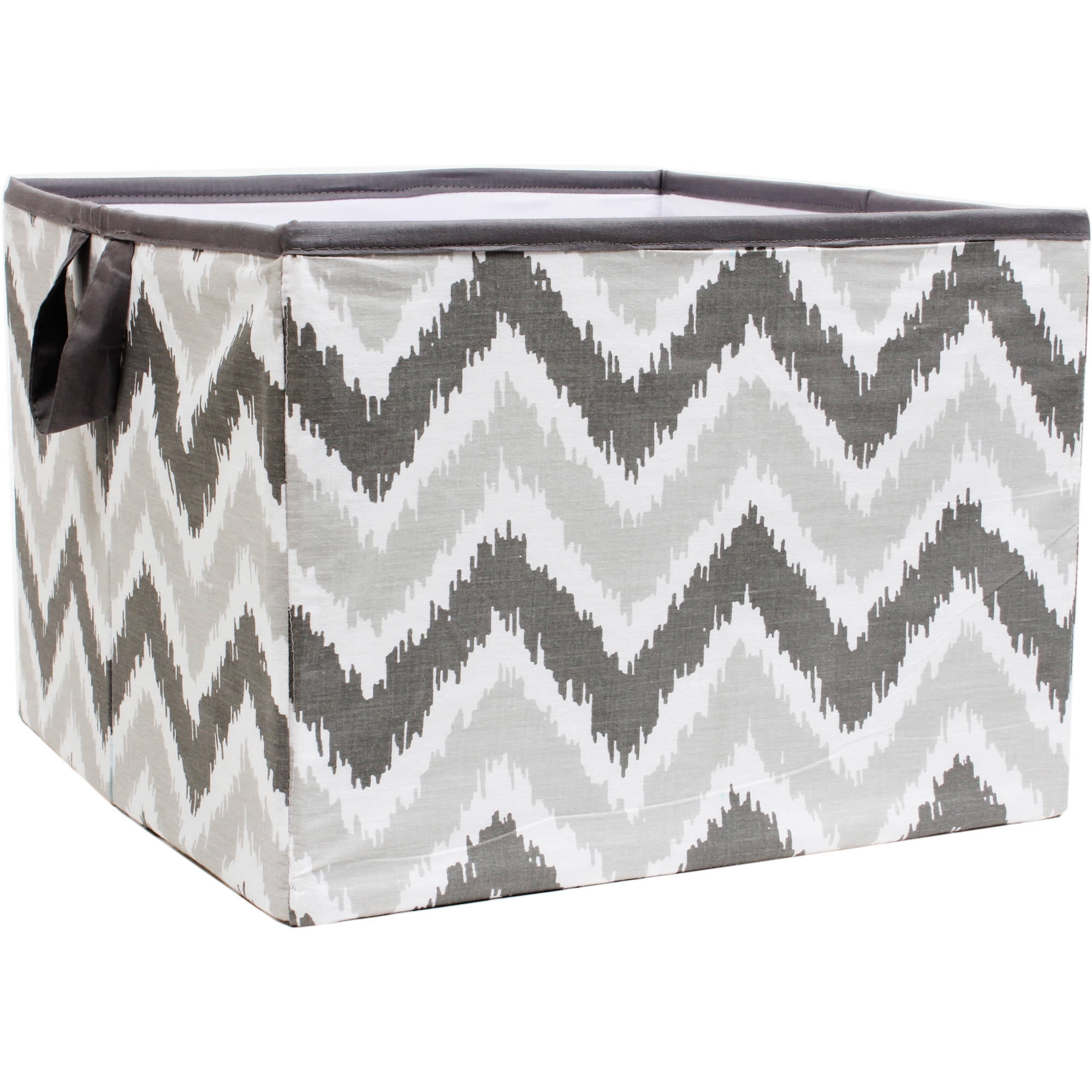 Bacati - MixNMatch Grey Zigzag Cotton Percale Fabric covered Storage ...