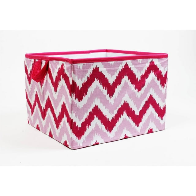 Bacati - MixNMatch Pink Zigzag Cotton Percale Fabric covered Storage ...