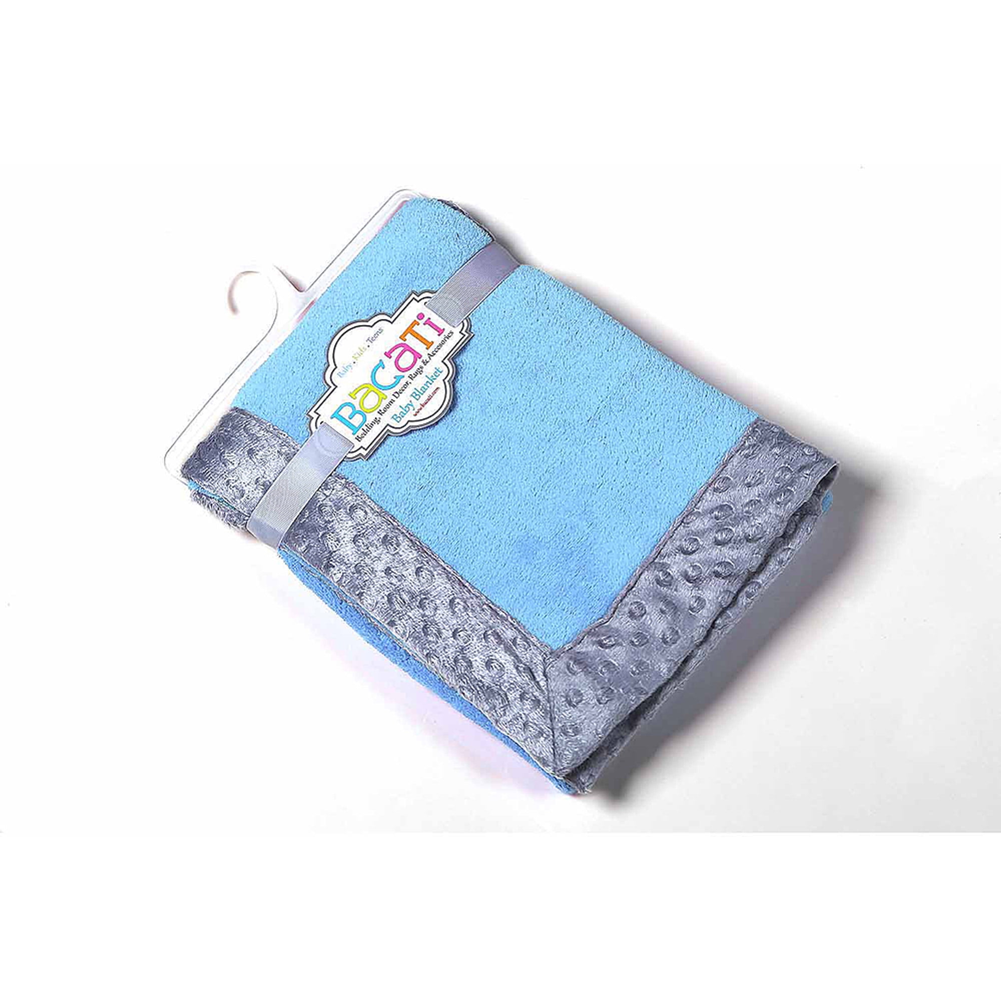 Bacati - Solid Center with Grey Border 30 x 40 inches Plush Blanket ...