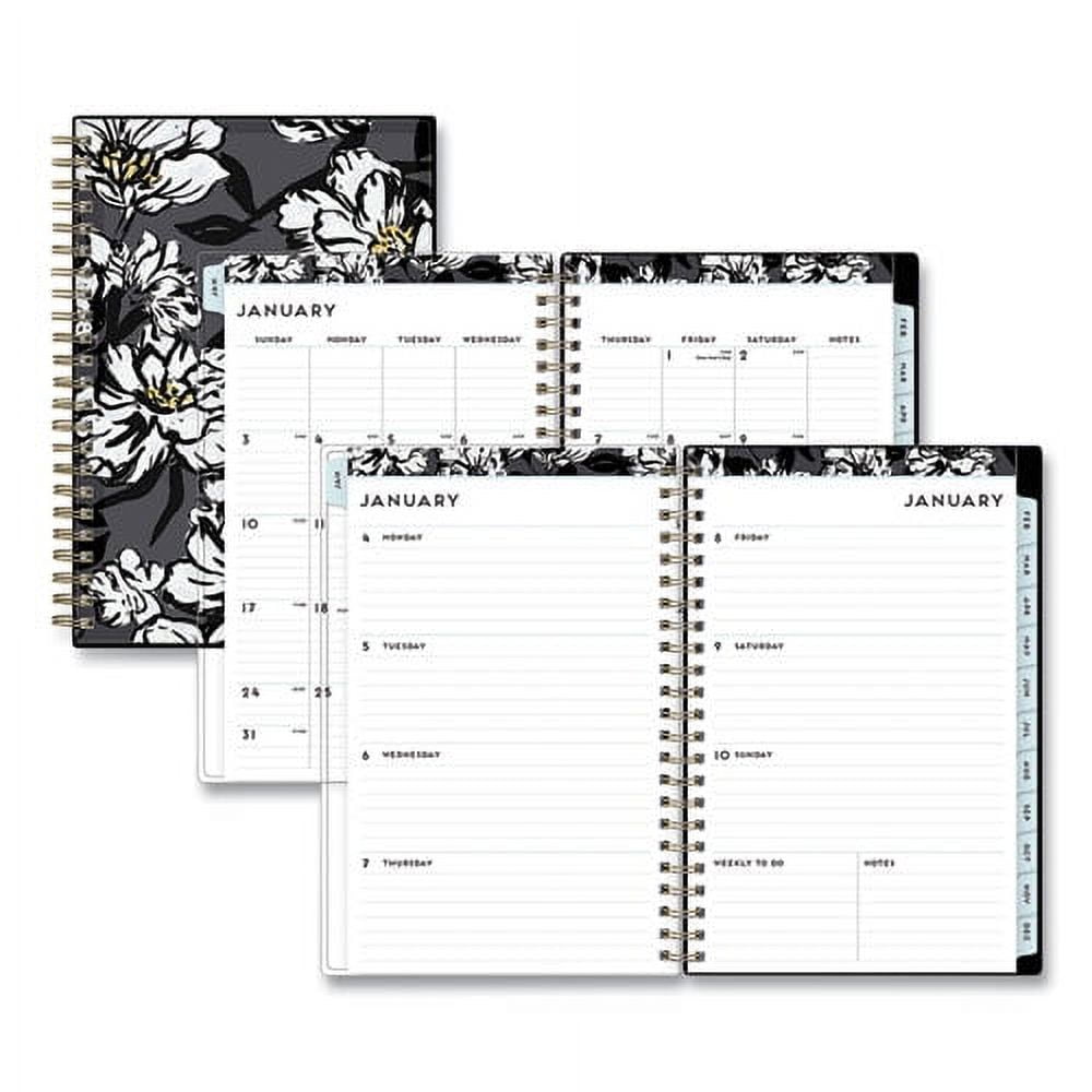 Baccara Dark Create-Your-Own Cover Weekly/Monthly Planner, Floral, 8 x 5, Gray/Black/Gold Cover ...