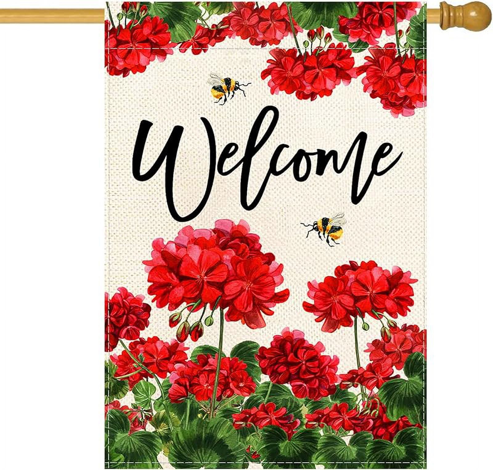 Baccessor Spring Summer Geranium Welcome Garden Flag Double Sided ...