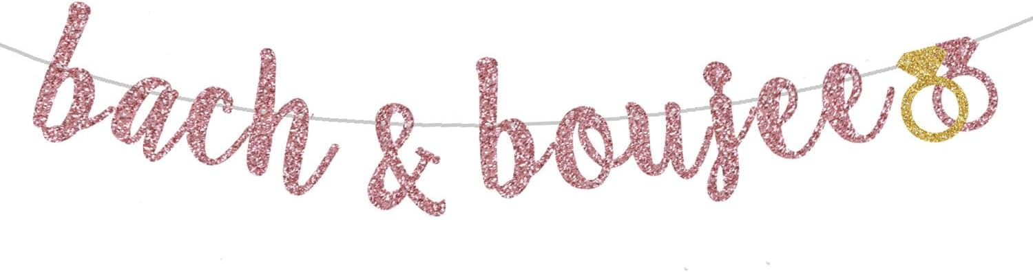 Bach & Boujee Banner, Rose Gold Glitter Bridal Shower, Engagement Party ...