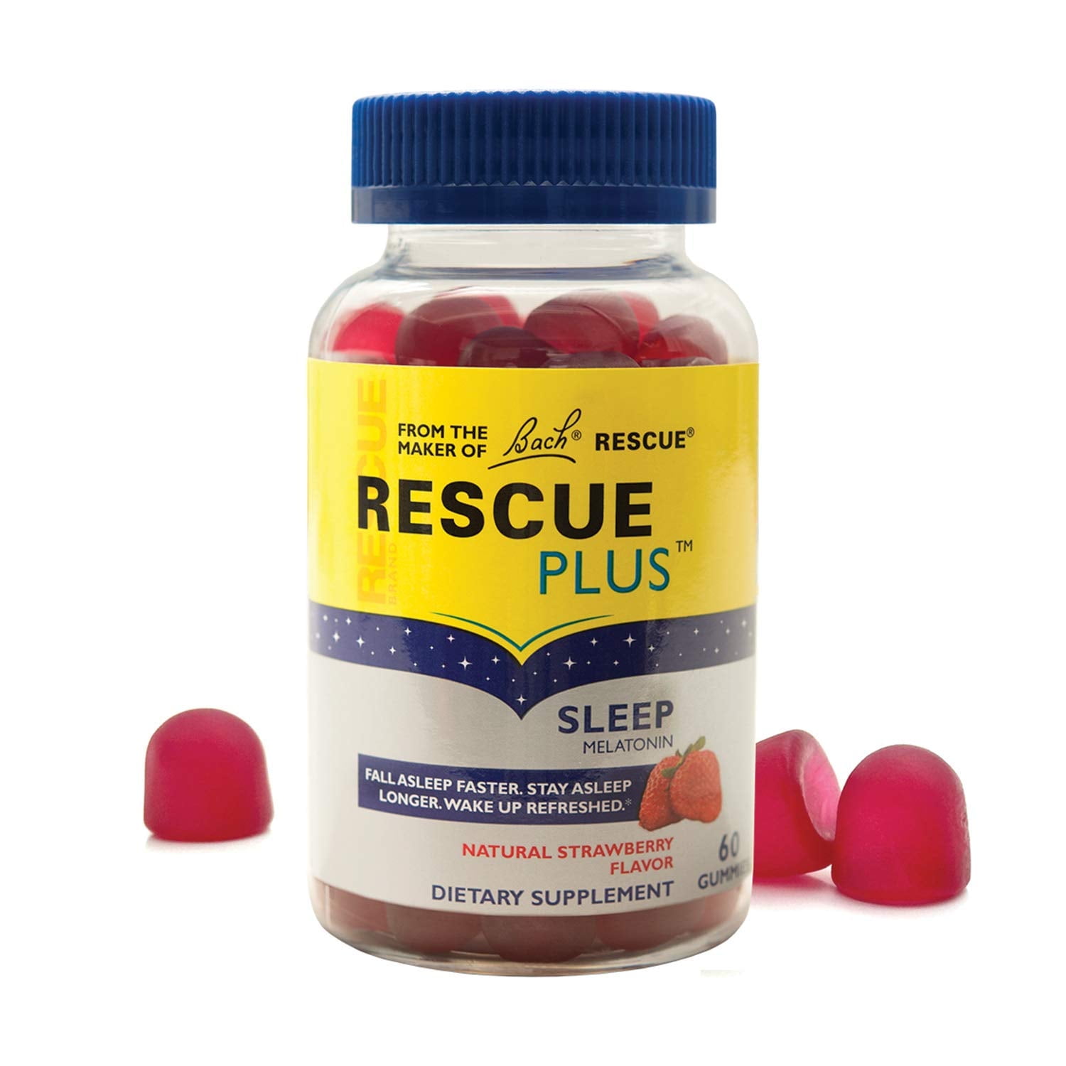 Bach Rescue Plus Natural Sleep Aid, Strawberry Chewables, Melatonin ...
