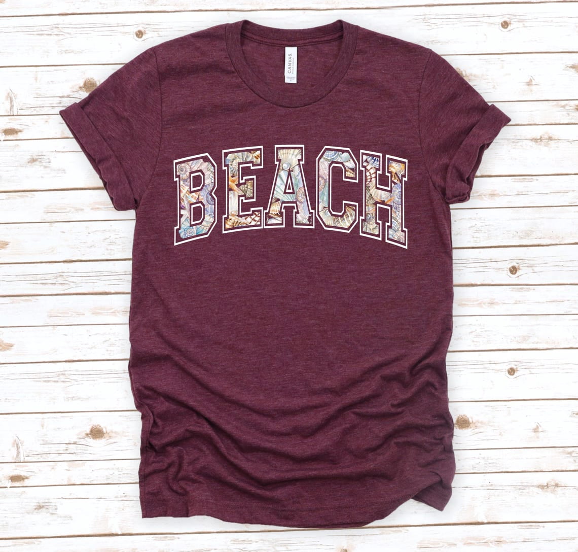 Bach Sea Shells Shirt, Varsity Beach Tee, Trendy Summer Vacation Shirt ...