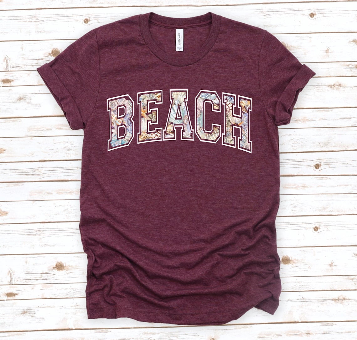 Bach Sea Shells Shirt, Varsity Beach Tee, Trendy Summer Vacation Shirt ...