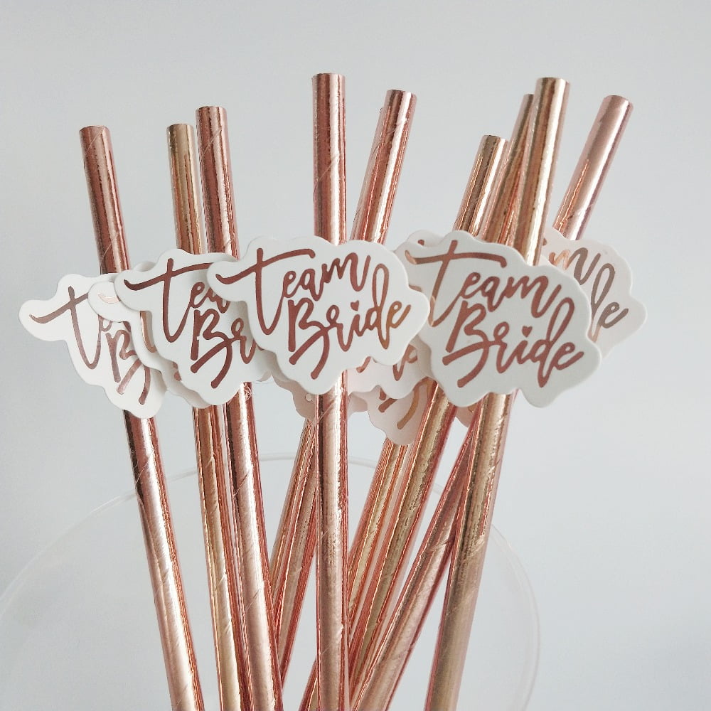 Bachelor party Team Bride straws bronzing paper straws party decoration ...