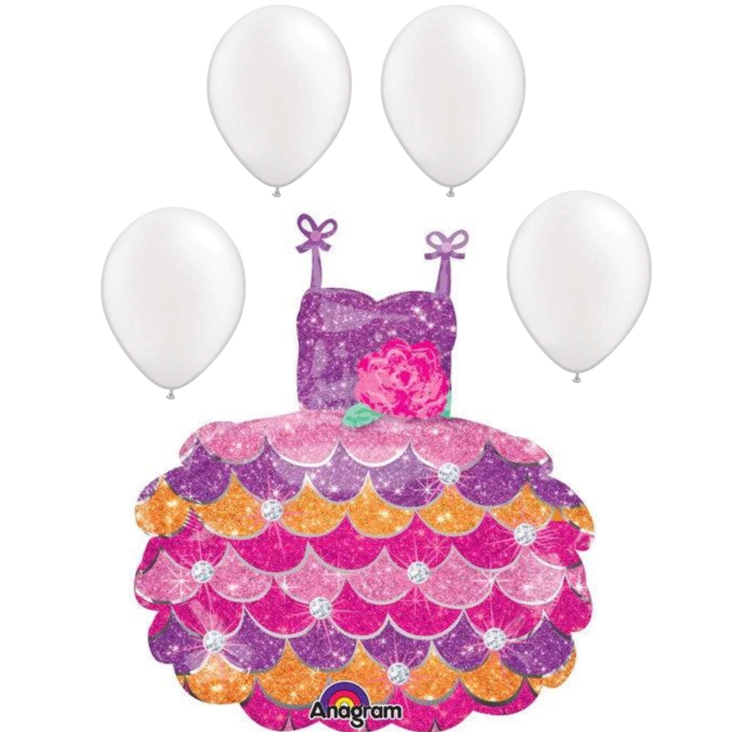 Bachelorette Balloons,28 inch PARTY DRESS, 4 Pearl White Latex Set ...