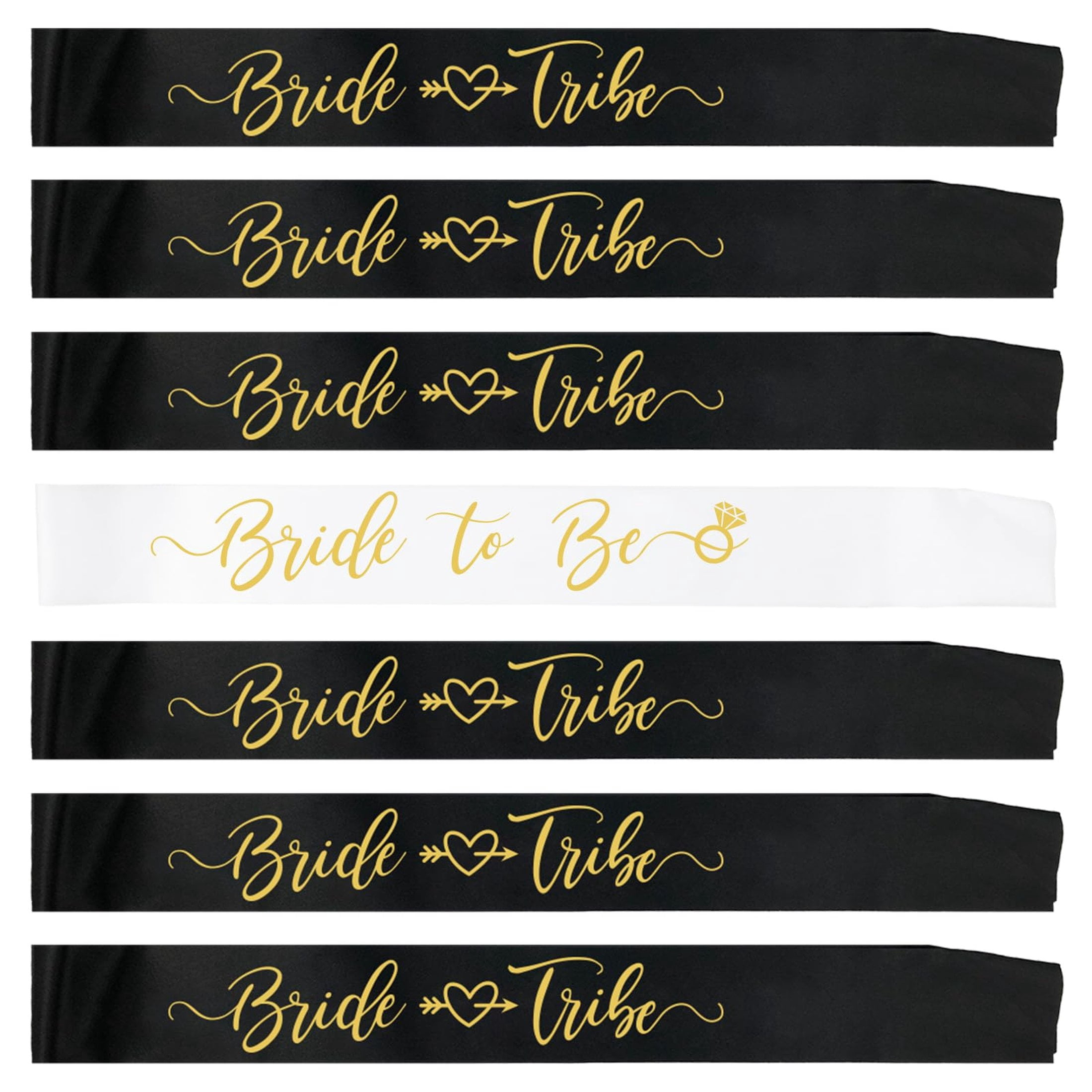 Bachelorette Bliss Sash Collection - White Gold Bride to Be Sash with 6 ...