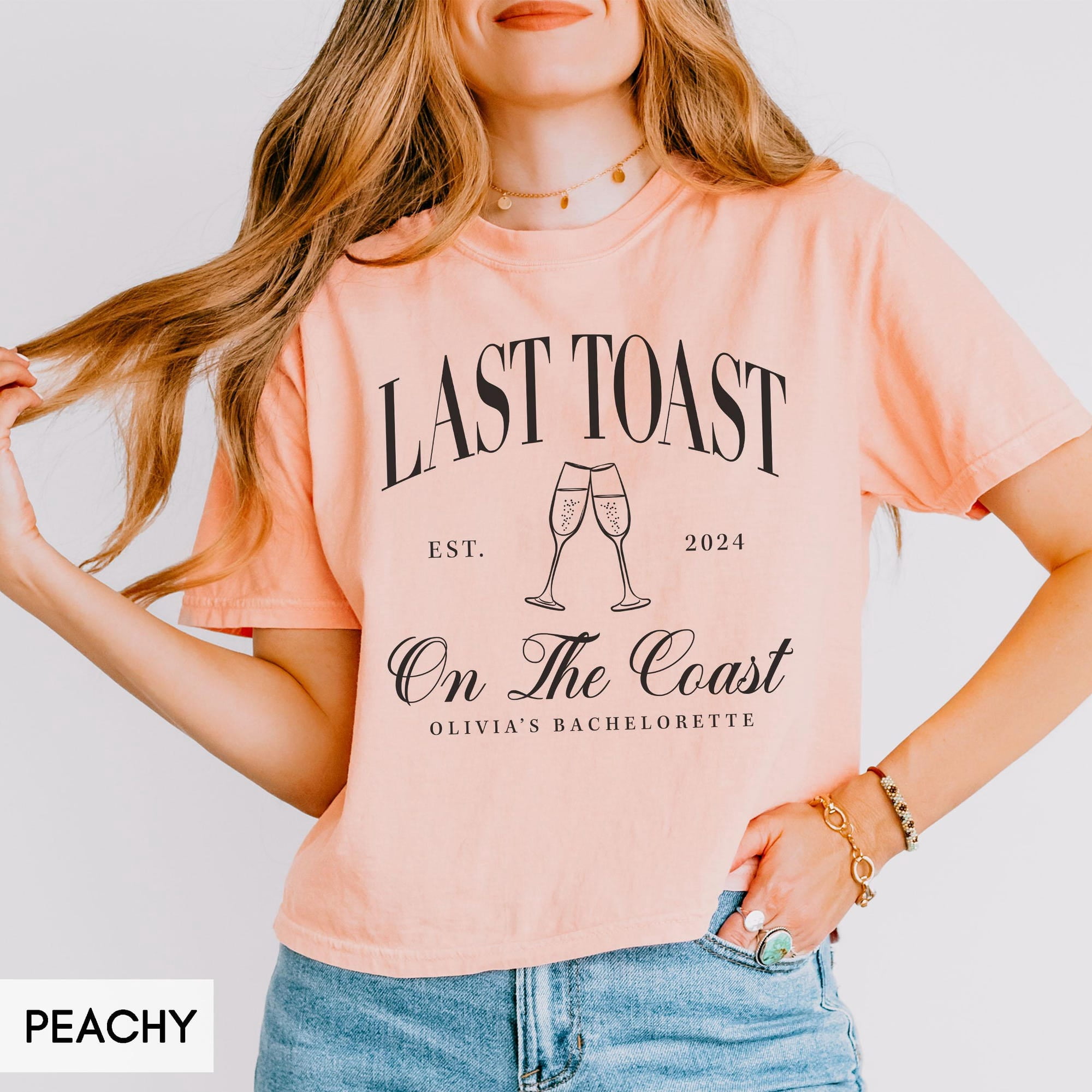 Bachelorette Party Last Toast on the Coast Cropped Boxy style Bridal ...