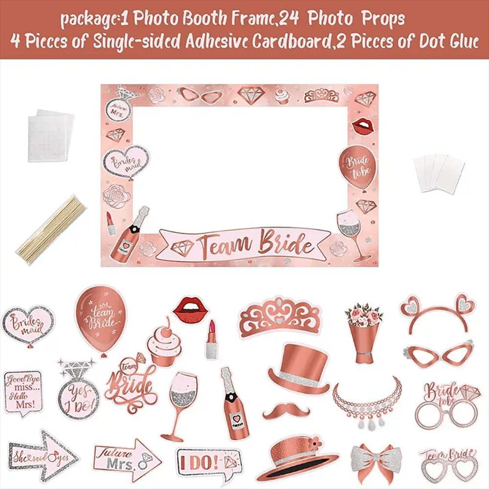 Bachelorette Party Rose Gold Photo Booth Props Set - 'Team Bride ...