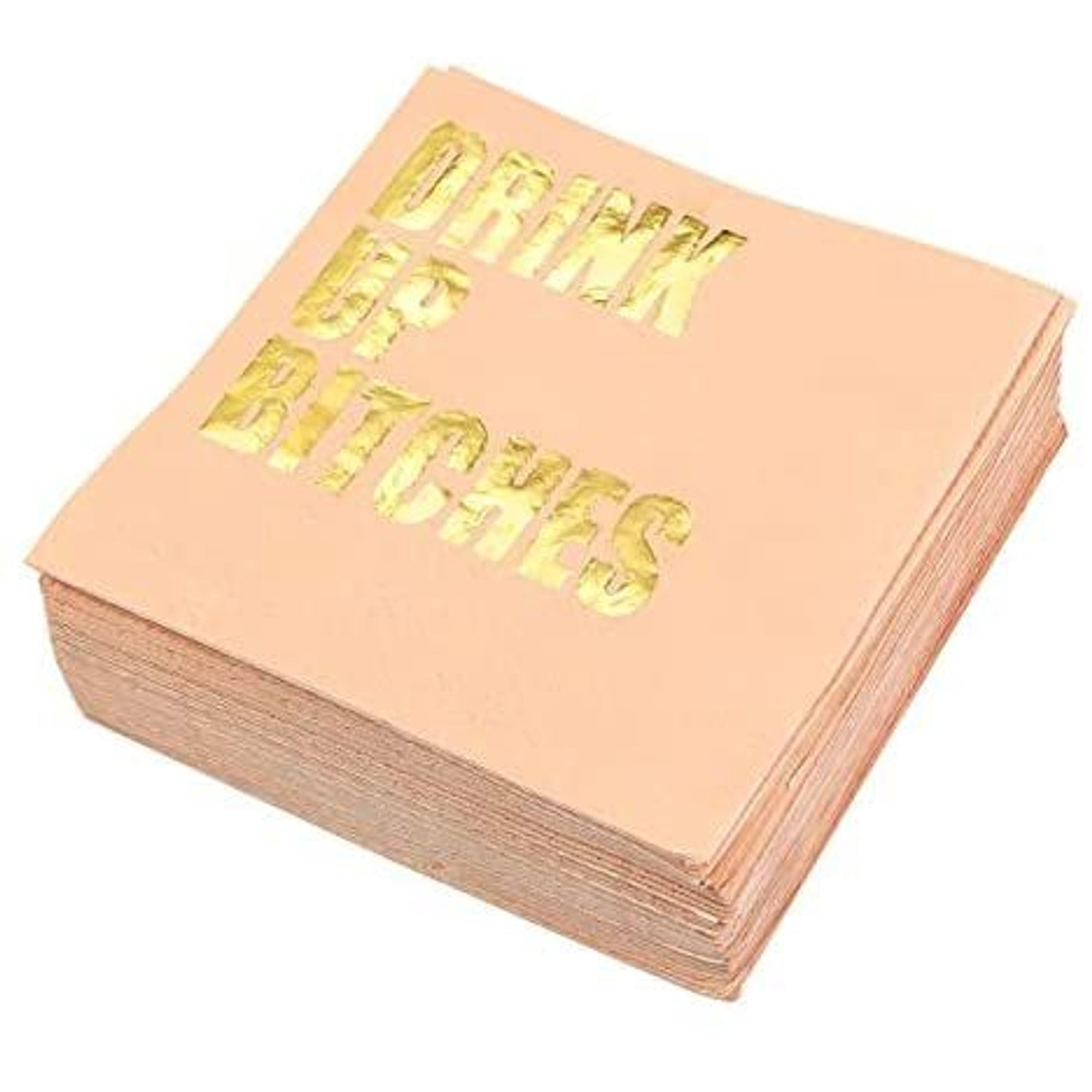 Bachelorette Party Supplies, Peach Paper Napkins (5 x 5 In, Gold Foil ...