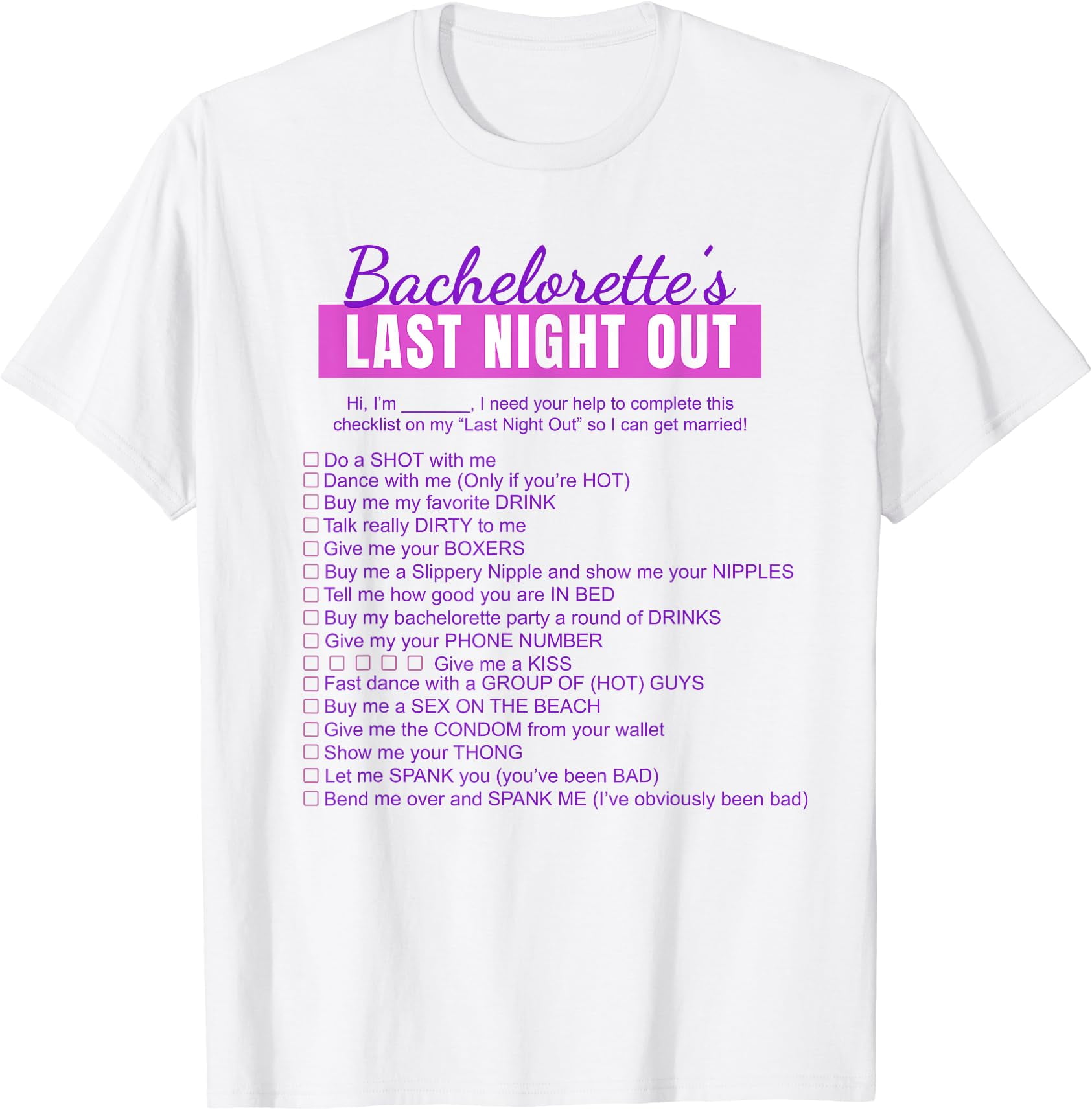Bachelorette Scavenger Hunt Checklist T-Shirt - Walmart.com
