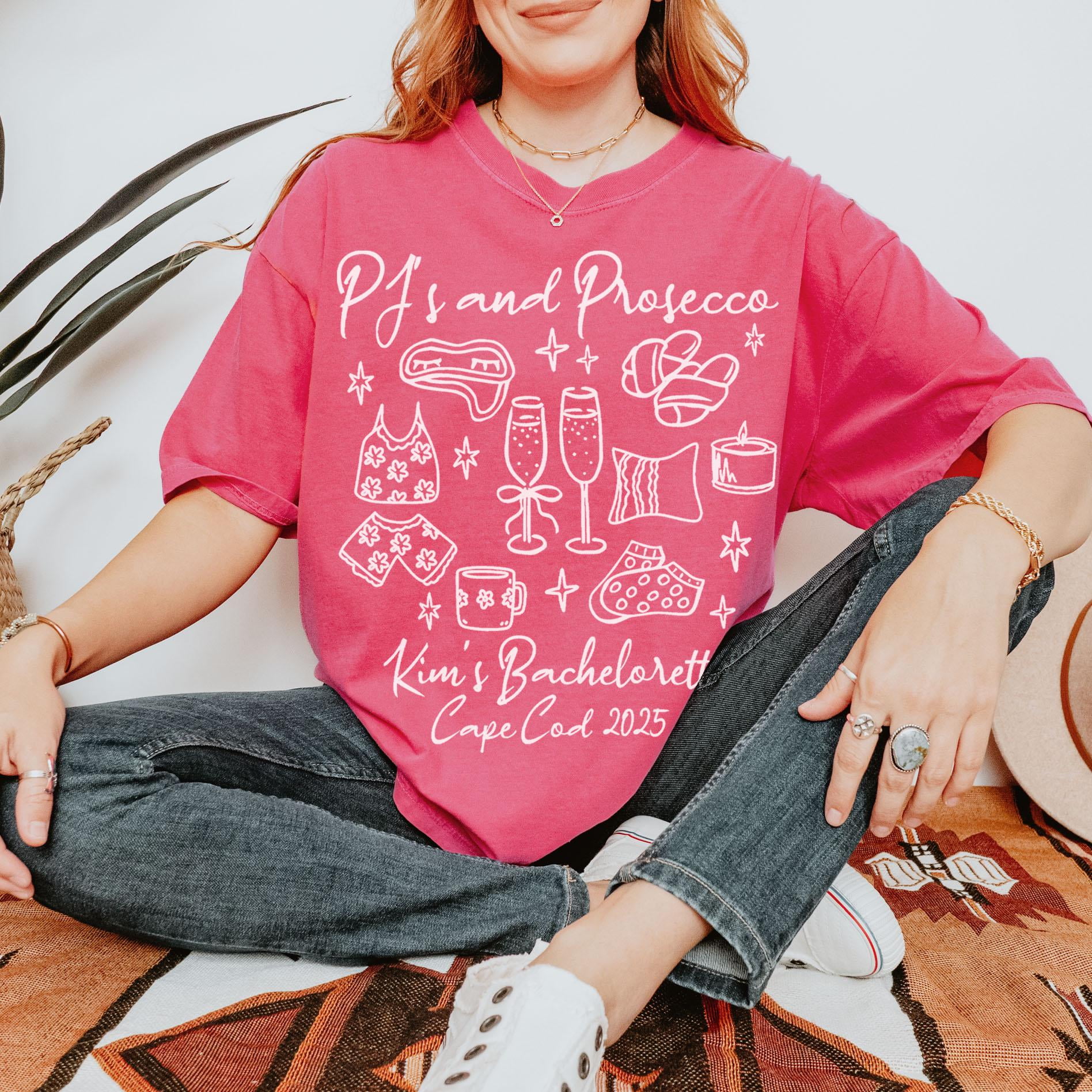 Bachelorette Shirts, Slumber Party Bachelorette, PJs Prosecco, Bach ...