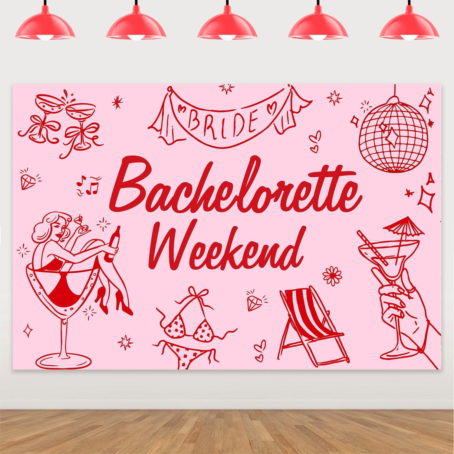 Bachelorette Weekend Backdrop, Martini Theme Bridal Shower Backdrop ...