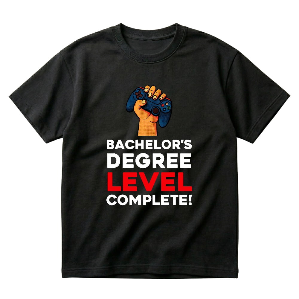 Bachelors Degree Gamer Grad Funny Graduation Gift Retro Gaming T-Shirts ...