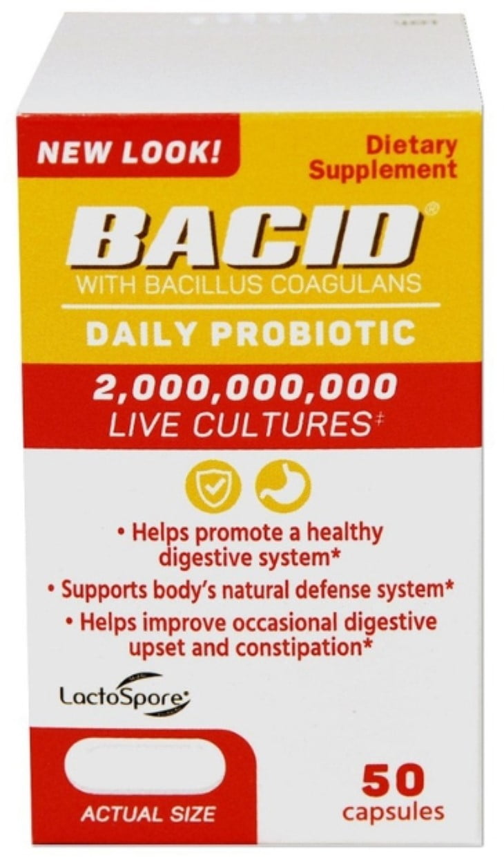 Bacid Daily Probiotic Dietary Supplement For Digestive Health, - (Pack ...