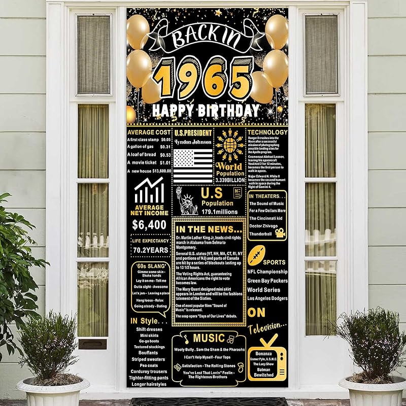 Back In 1965 Gold and Black 60th Birthday Decorations Banner Happy 60th ...