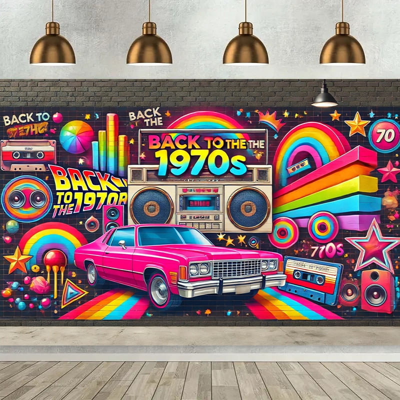 Back to the 1970s Party Backdrop for Adults 1970's Retro Disco Ball ...