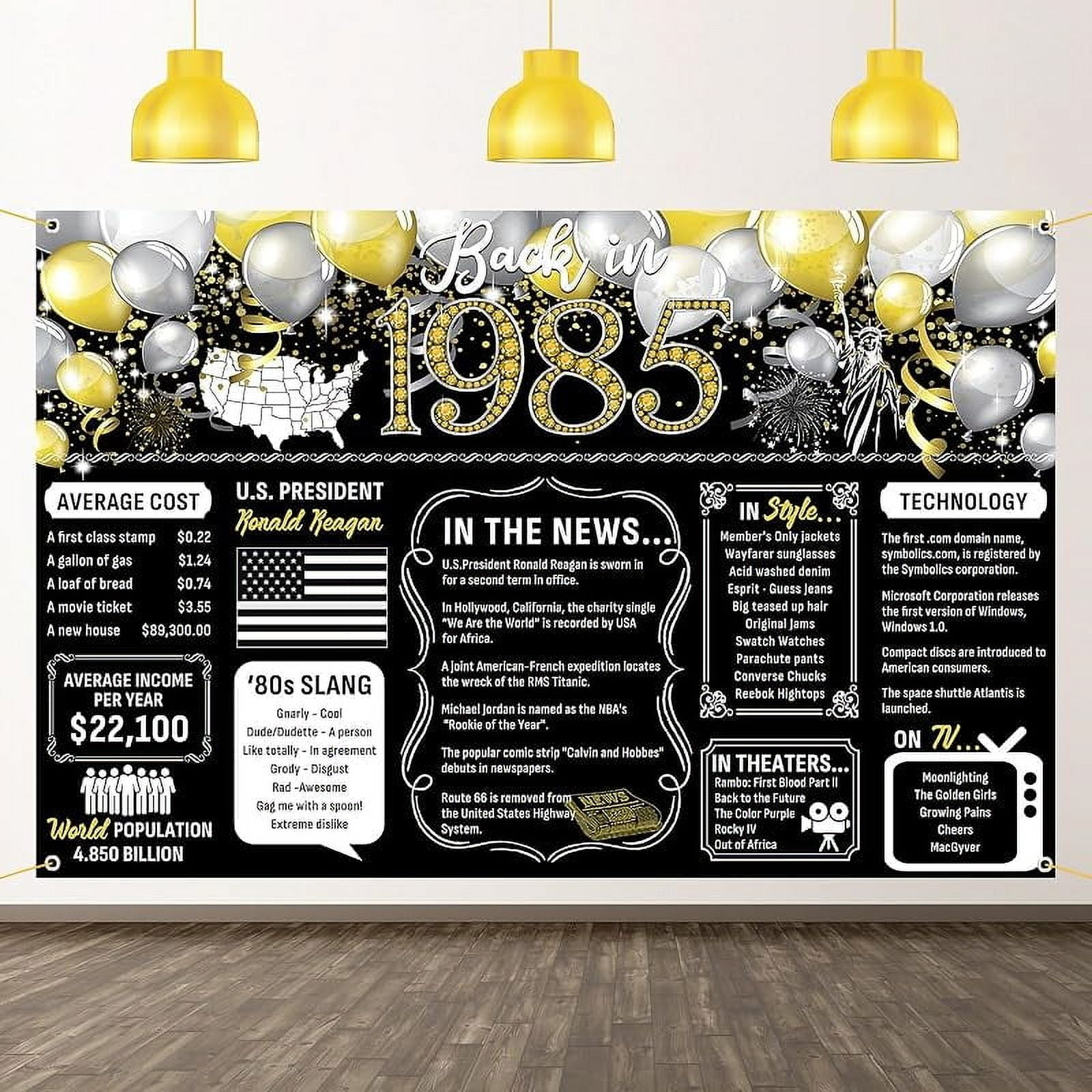 Back in 1985 Backdrop Large Wall Banner, Cheers to 20 Years, Happy 20th ...
