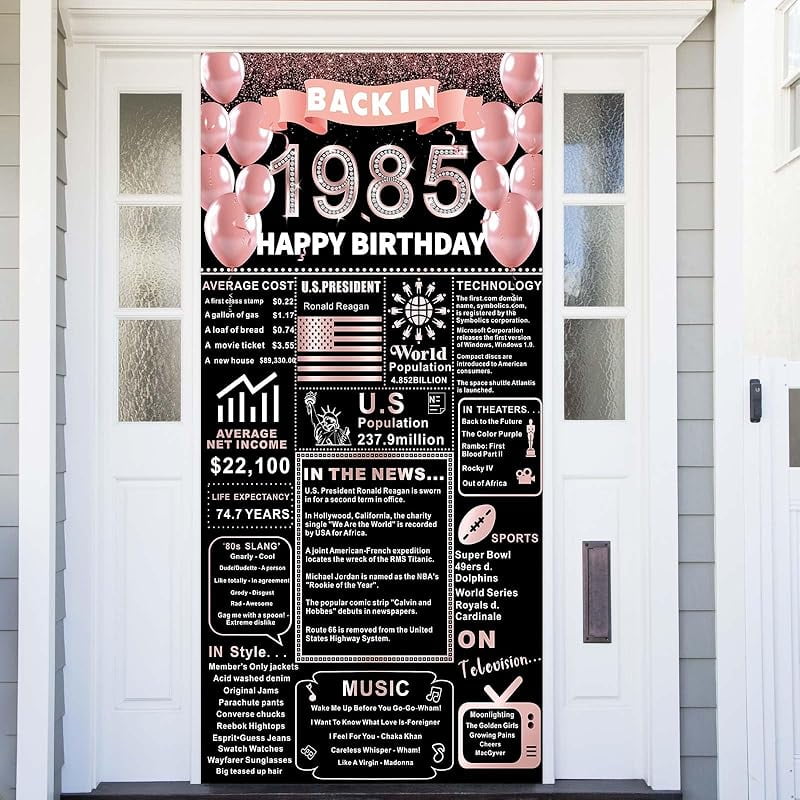 Back In 1985 Rose Gold 40th Birthday Decorations Happy 40th Birthday ...
