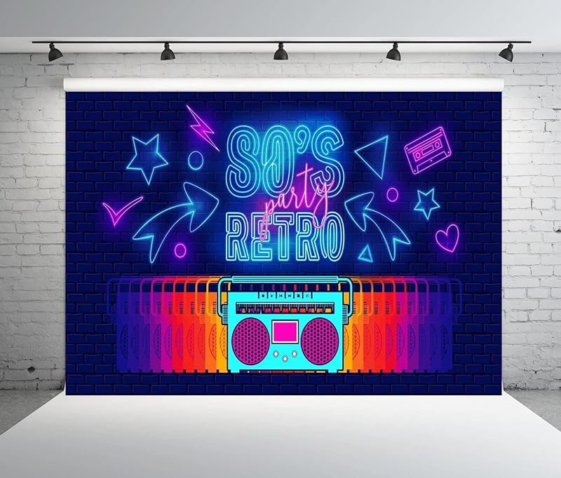 Back to The 80's Backdrop 80s Birthday Party Brick Wall Banner Disco 80 ...