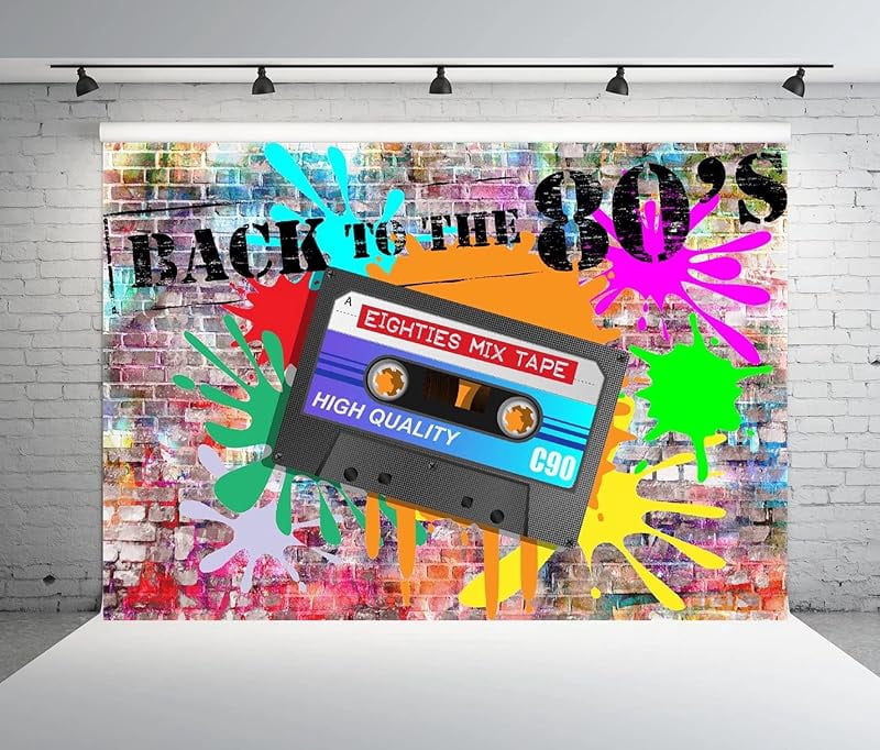 Back to The 80's Backdrop 80s Birthday Party Brick Wall Banner Disco 80 ...