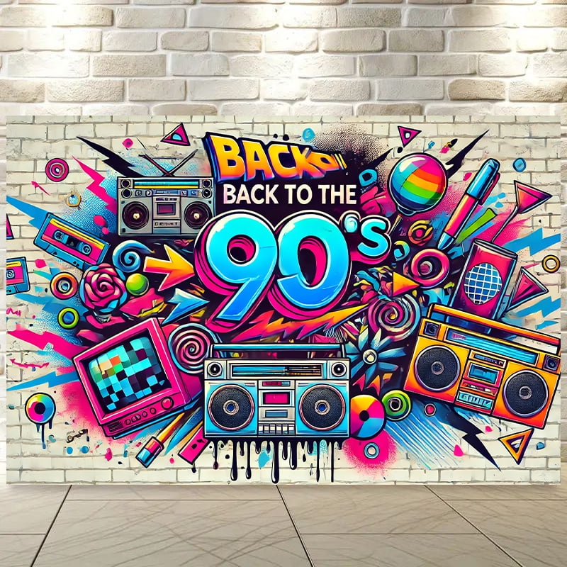 Back to The 90s Backdrop 90's Hip Hop Graffiti Brick Wall Photography ...