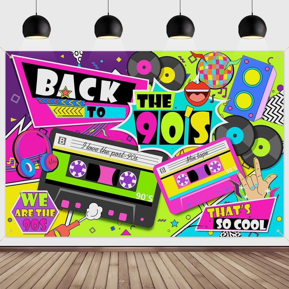 Back to The 90s Backdrop for Party Decorations, 7x5ft Retro Hip-Hop ...