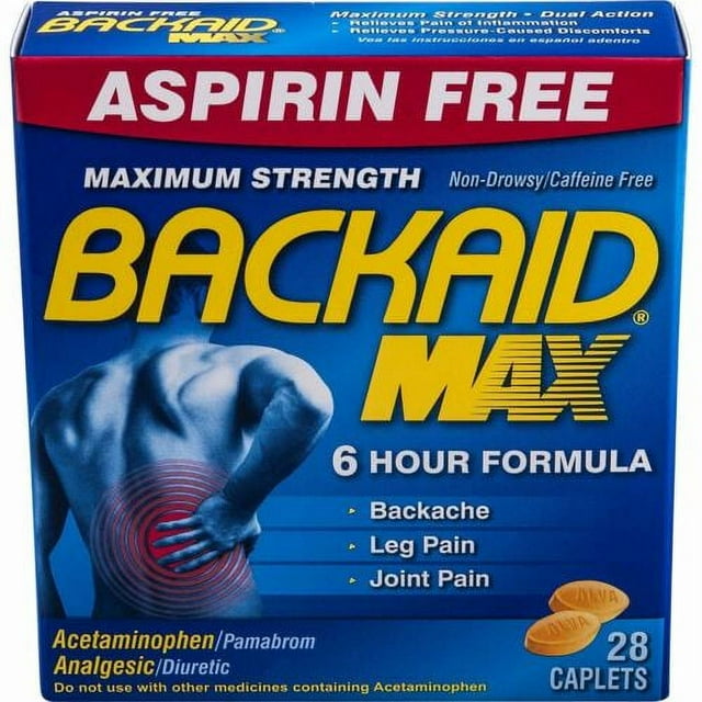 Back-Aid Maximum Strength Acetaminophen & Pamabrom Pain Relief, 28 ct ...
