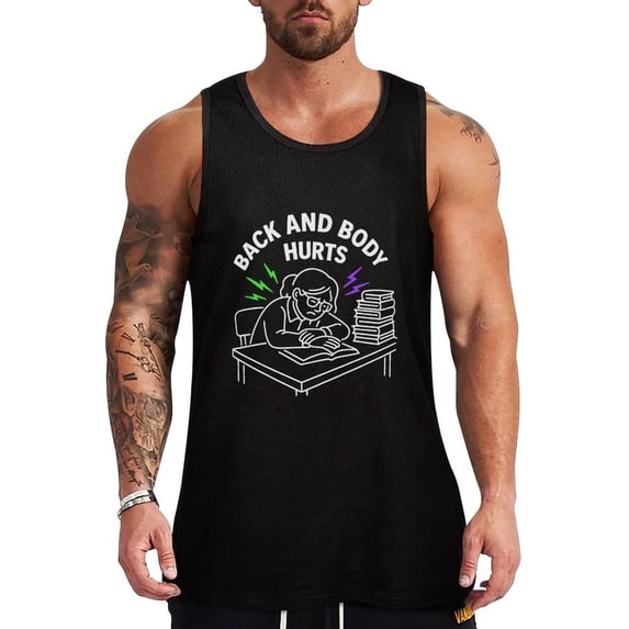 Back And Body Hurts_3 Men's Tank Top Muscle Workout Gym Sleeveless ...