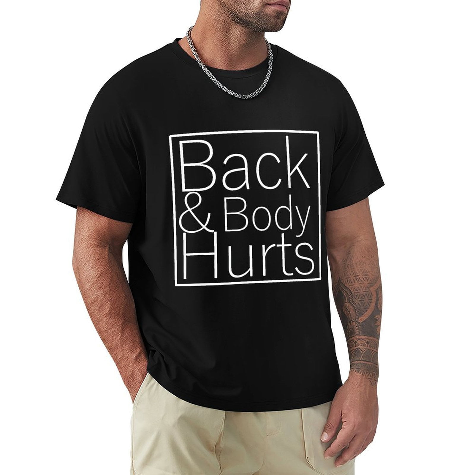 Back And Body Hurts Men's Cotton HD Print Short Sleeve T-Shirt Crew ...