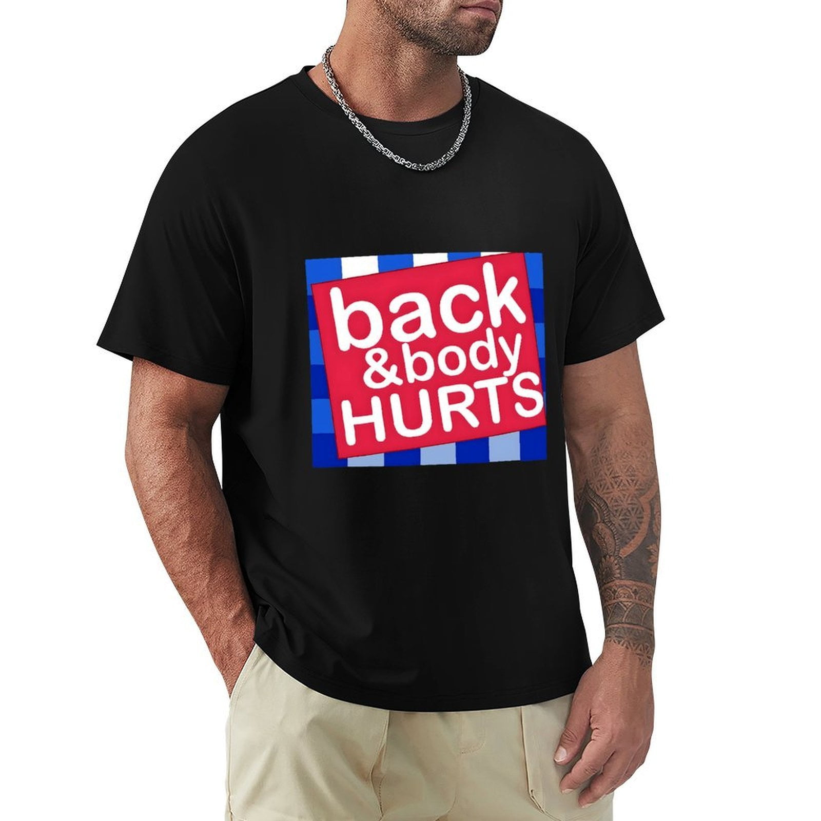 Back And Body Hurts Men's Cotton HD Print Short Sleeve T-Shirt Crew ...