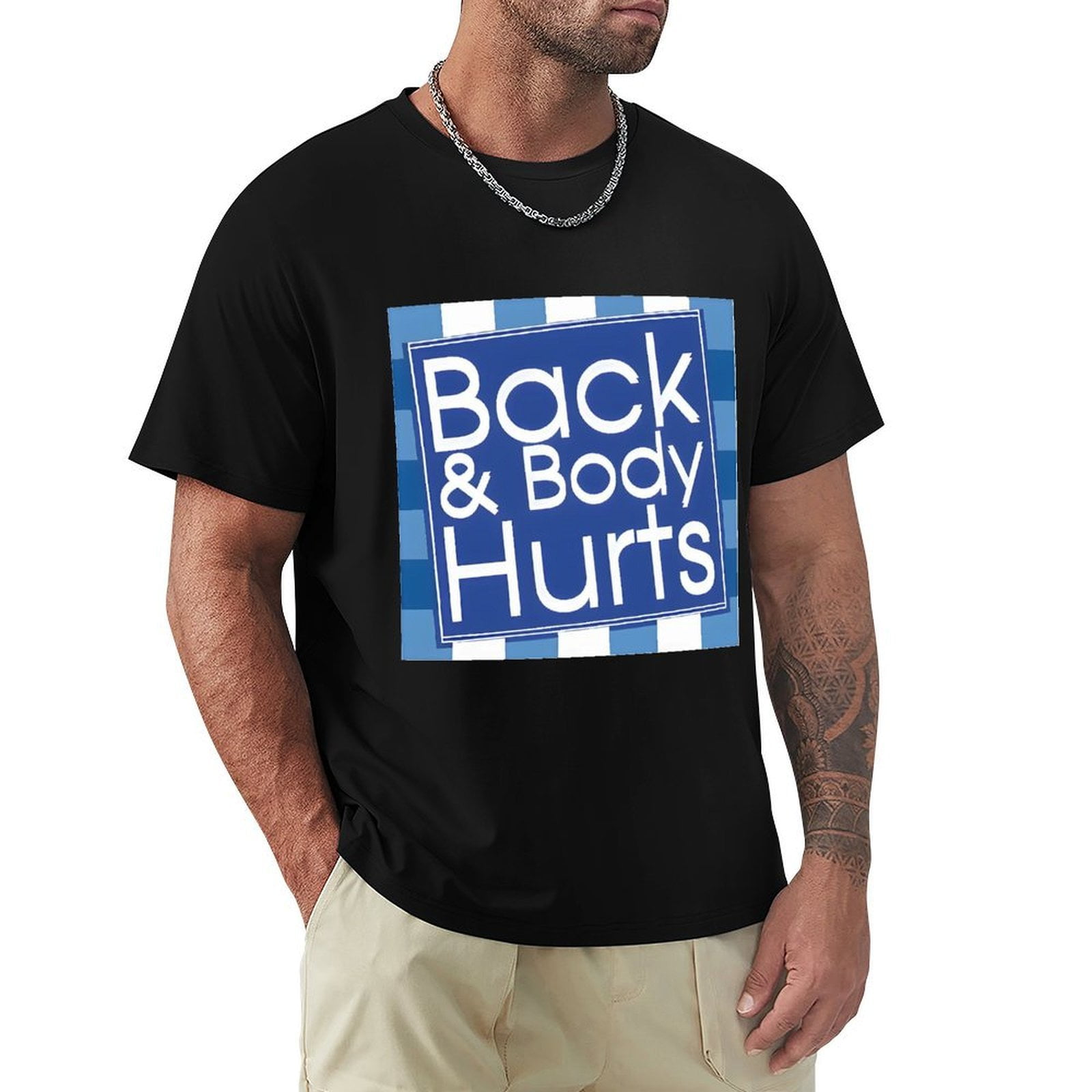 Back And Body Hurts Men's Cotton HD Print Short Sleeve T-Shirt Crew ...