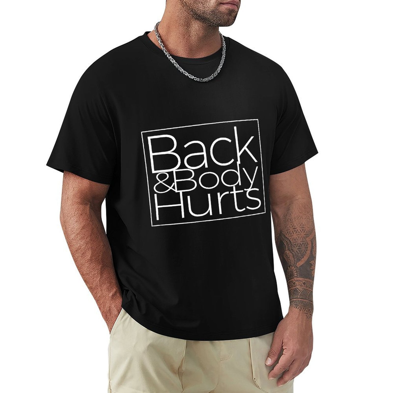 Back And Body Hurts Men's Cotton HD Print Short Sleeve T-Shirt Crew ...