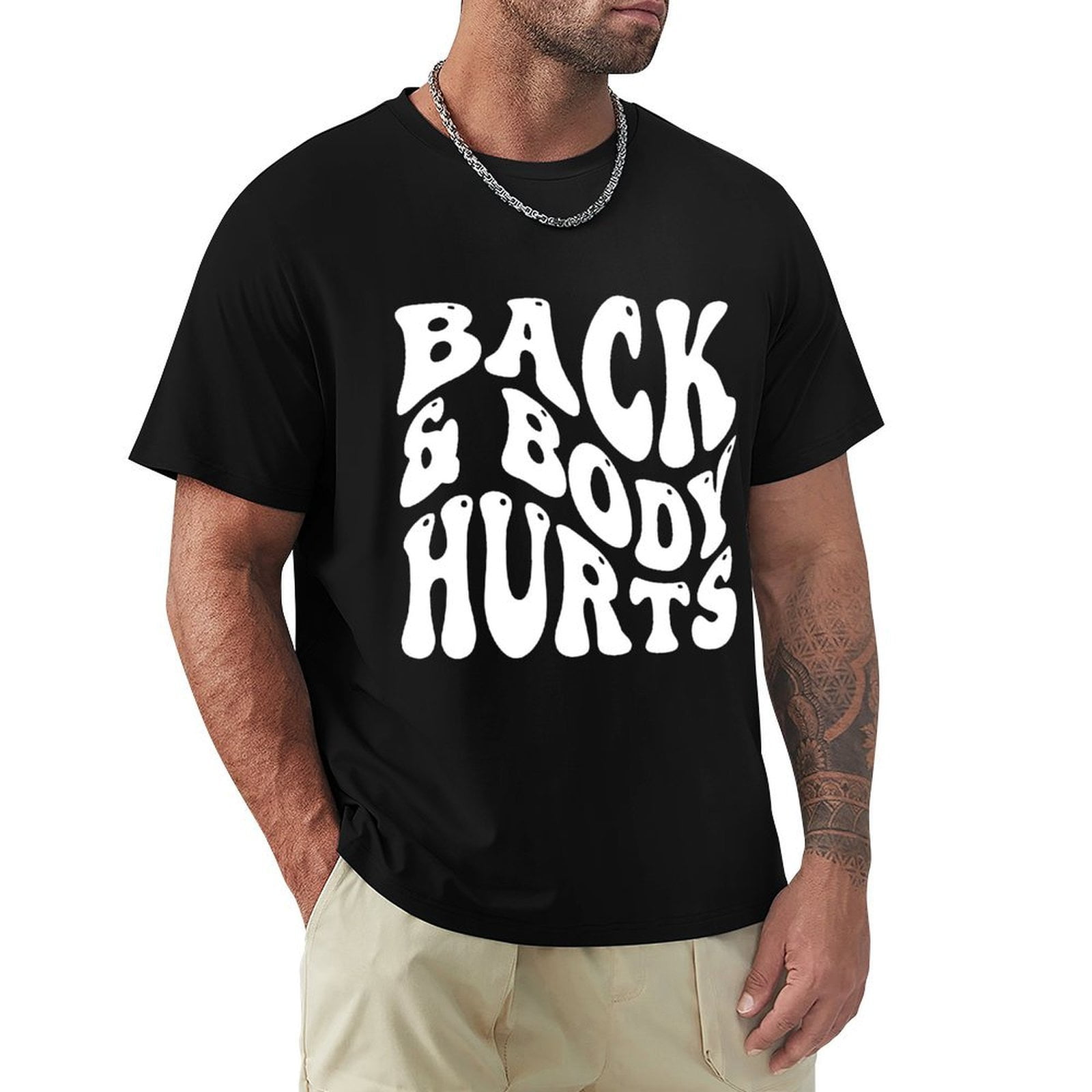 Back And Body Hurts Men's Cotton HD Print Short Sleeve T-Shirt Crew ...