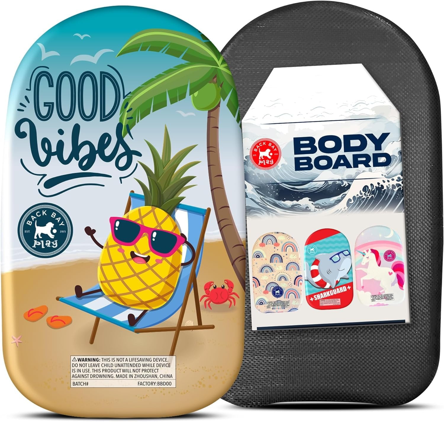 Back Bay Play 18" Body Boards - Lightweight EPS Core Boogie Boards for ...