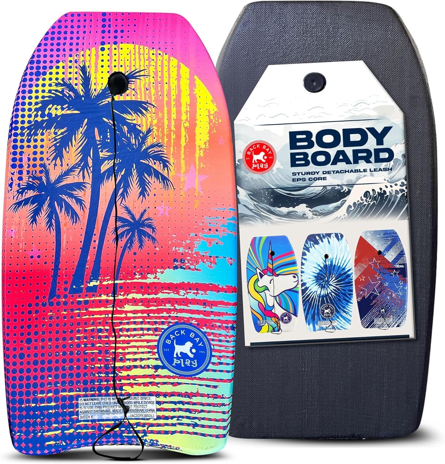 Back Bay Play 37" Body Boards - Lightweight EPS Core Boogie Boards for ...