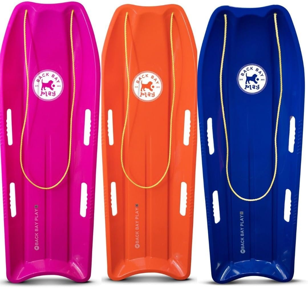Back Bay Play 47in Snow Sled Racer 3 Pack High Density Plastic Sled 2 ...
