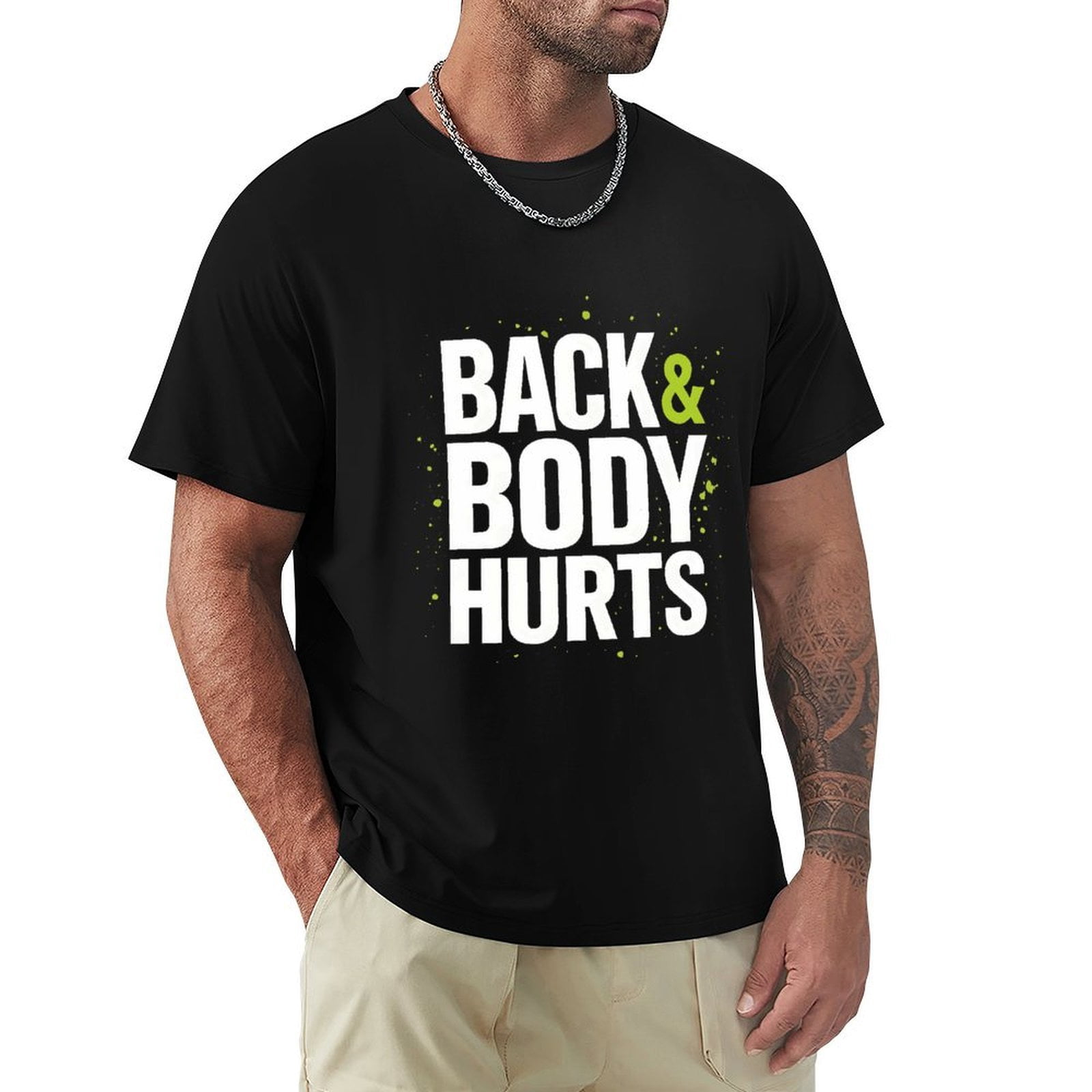 Back Body Hurts Men's HD Print Classic Short Sleeve T-Shirts Black X ...