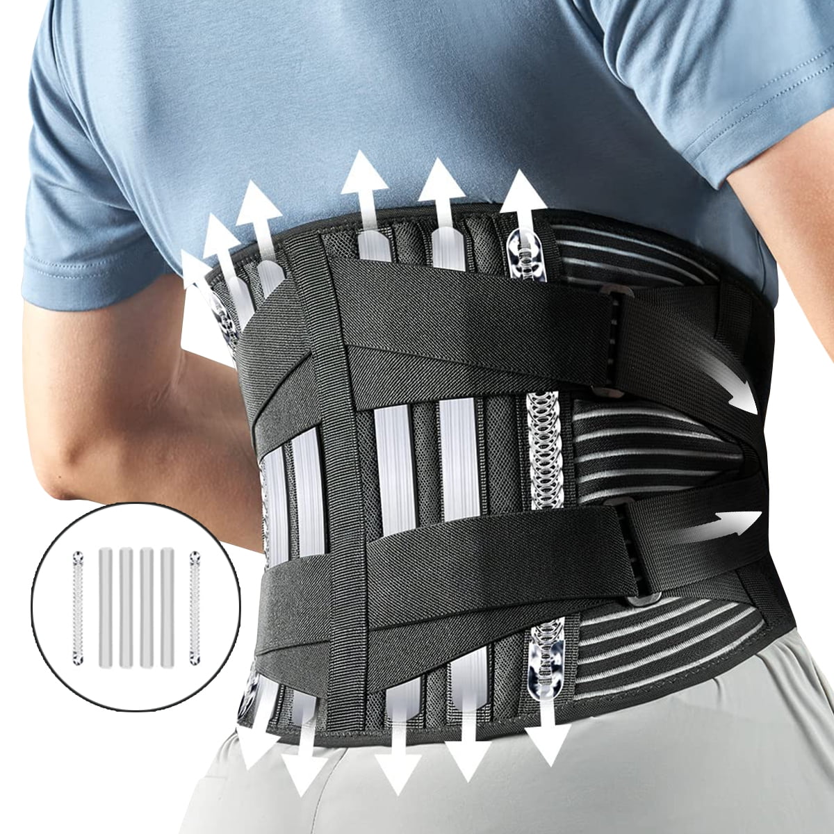 3D Lumbar Pad Back Brace for Pain Relief, 6X Support Belt, Breathable ...