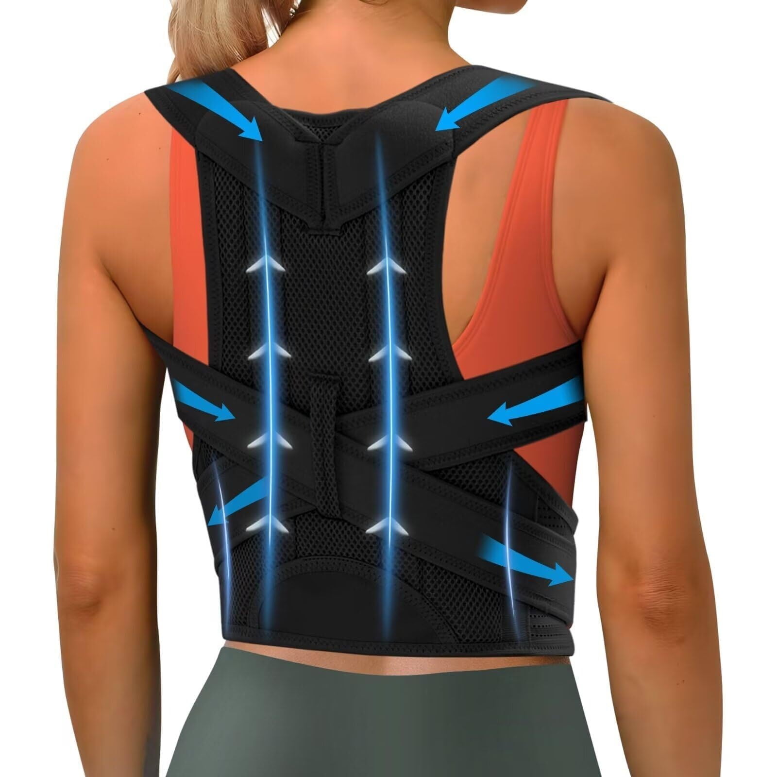 Back Brace Posture Corrector for Men Women (35-40"), Adjustable Full ...