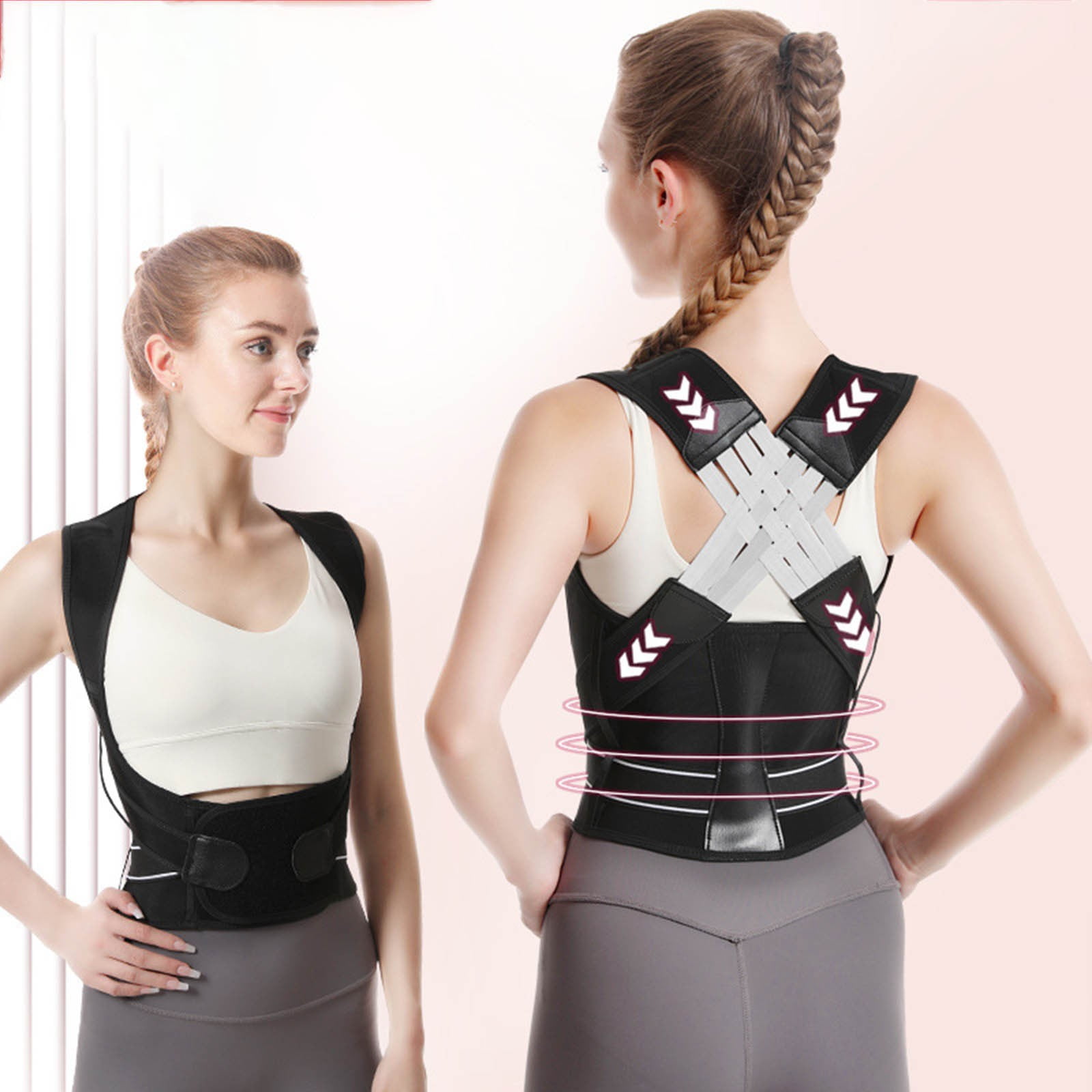 Back Brace Posture Corrector, Shoulder Straightener, Adjustable Full ...