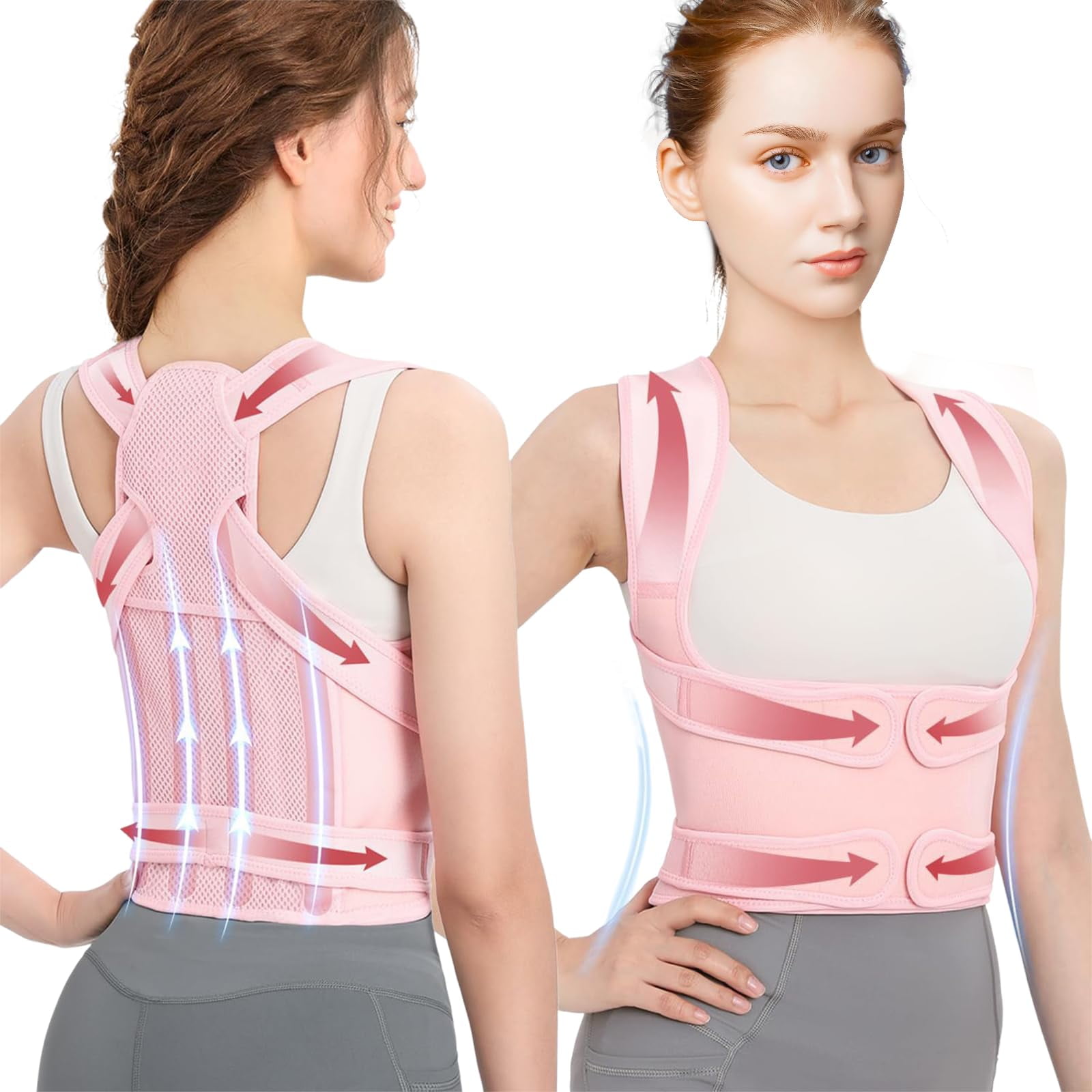 Back Brace Posture Corrector for Women & Men, Adjustable Shoulder ...