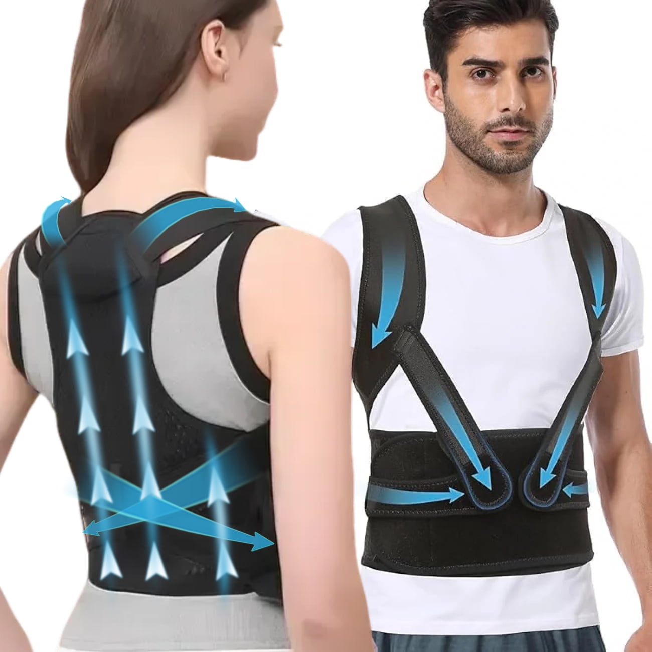 Back Brace Posture Corrector for Women & Men, Breathable Adjustable for ...