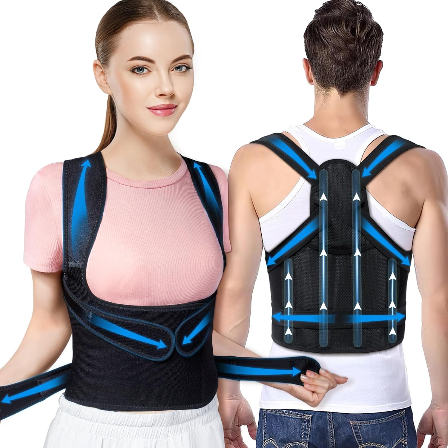 Back Brace Posture Corrector for Women and Men, Shoulder Straightener, Adjustable Full Back ...