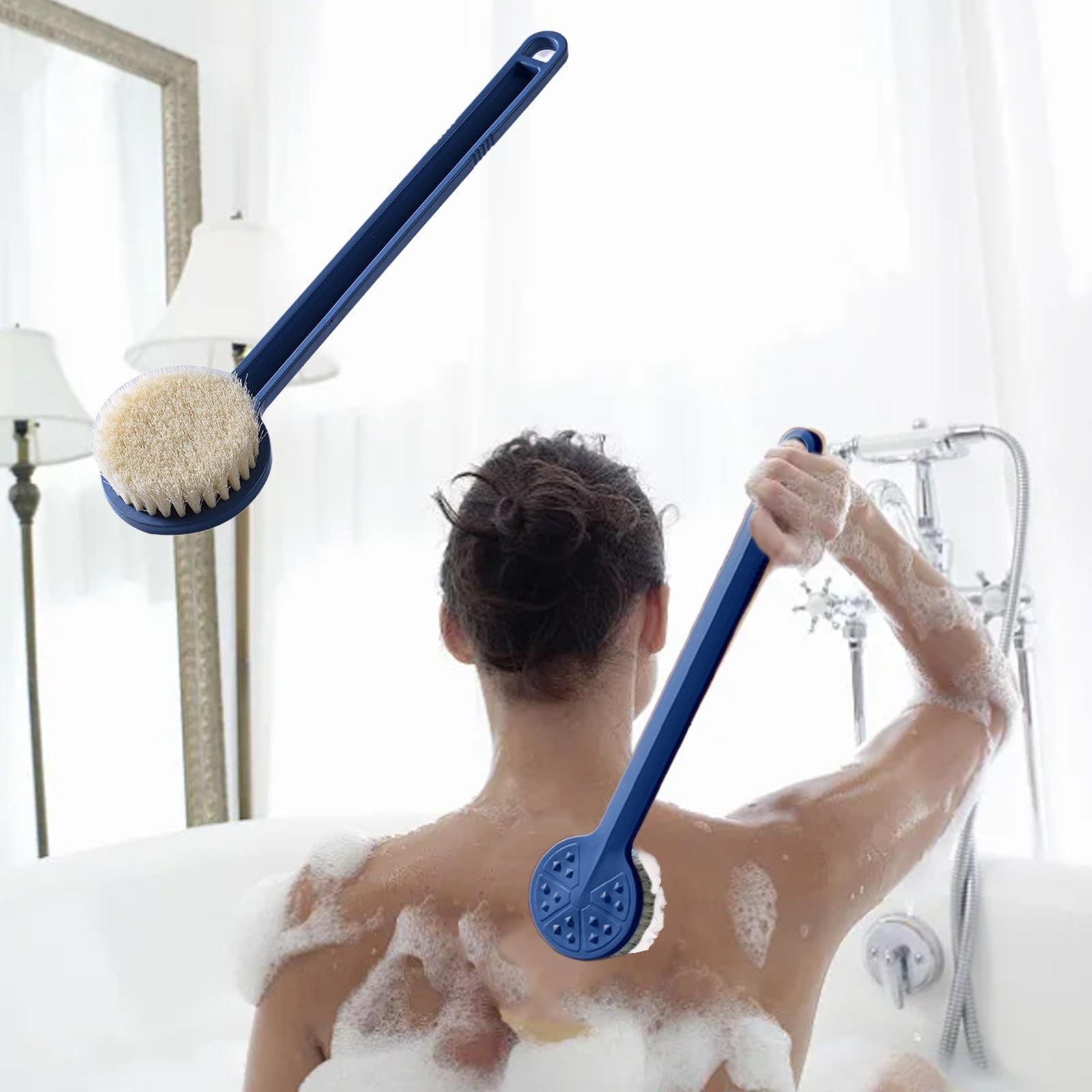 Back Brush Long Handle for Shower, 15" Bath Brush, Back Scrubber ...