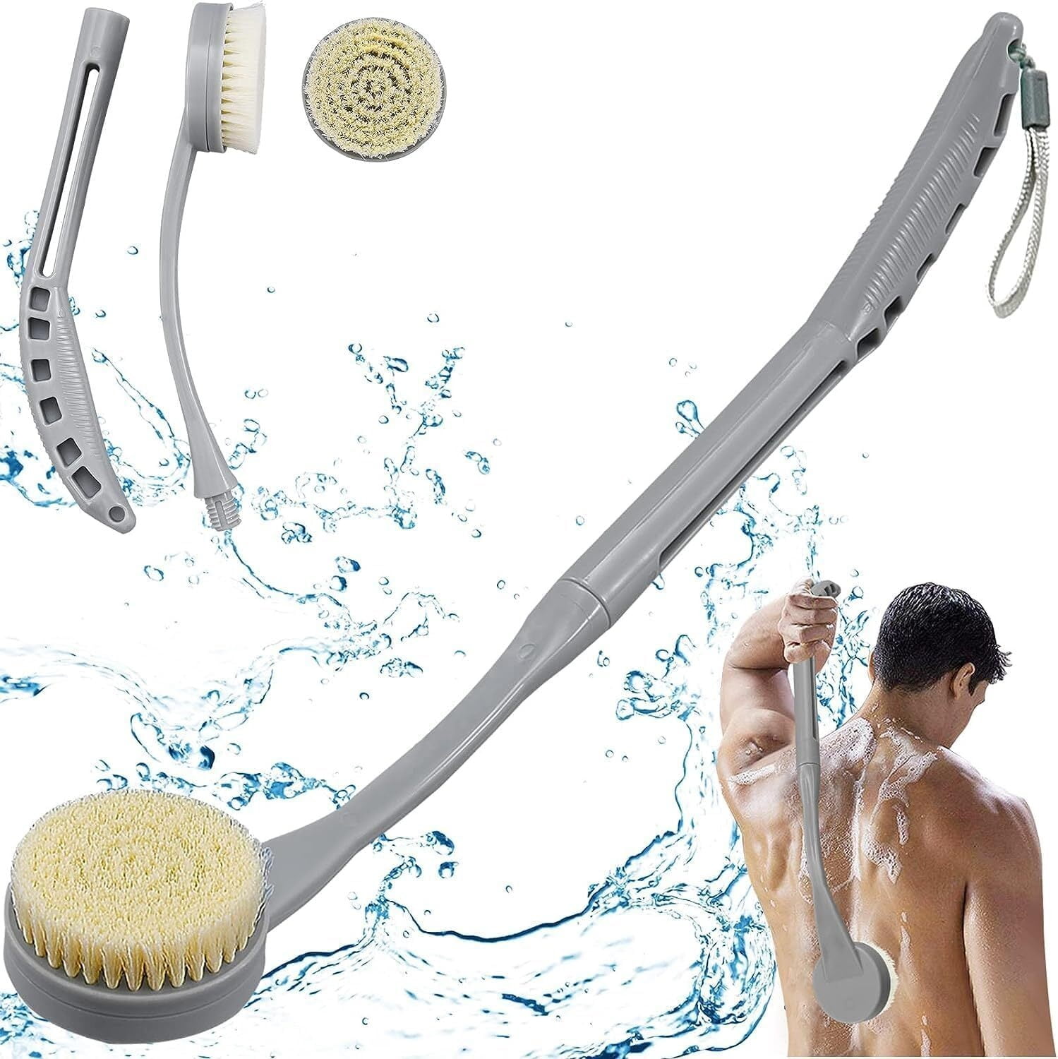 Back Brush Long Handle for Shower, 20.5" Bath Brush, Back Scrubber ...