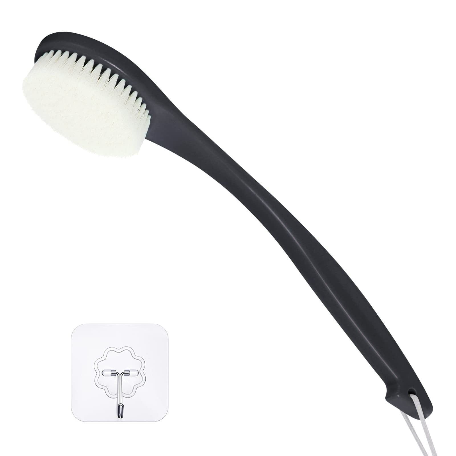 Back Brush Long Handle for Shower, Soft Bristle Back Scrubber for ...