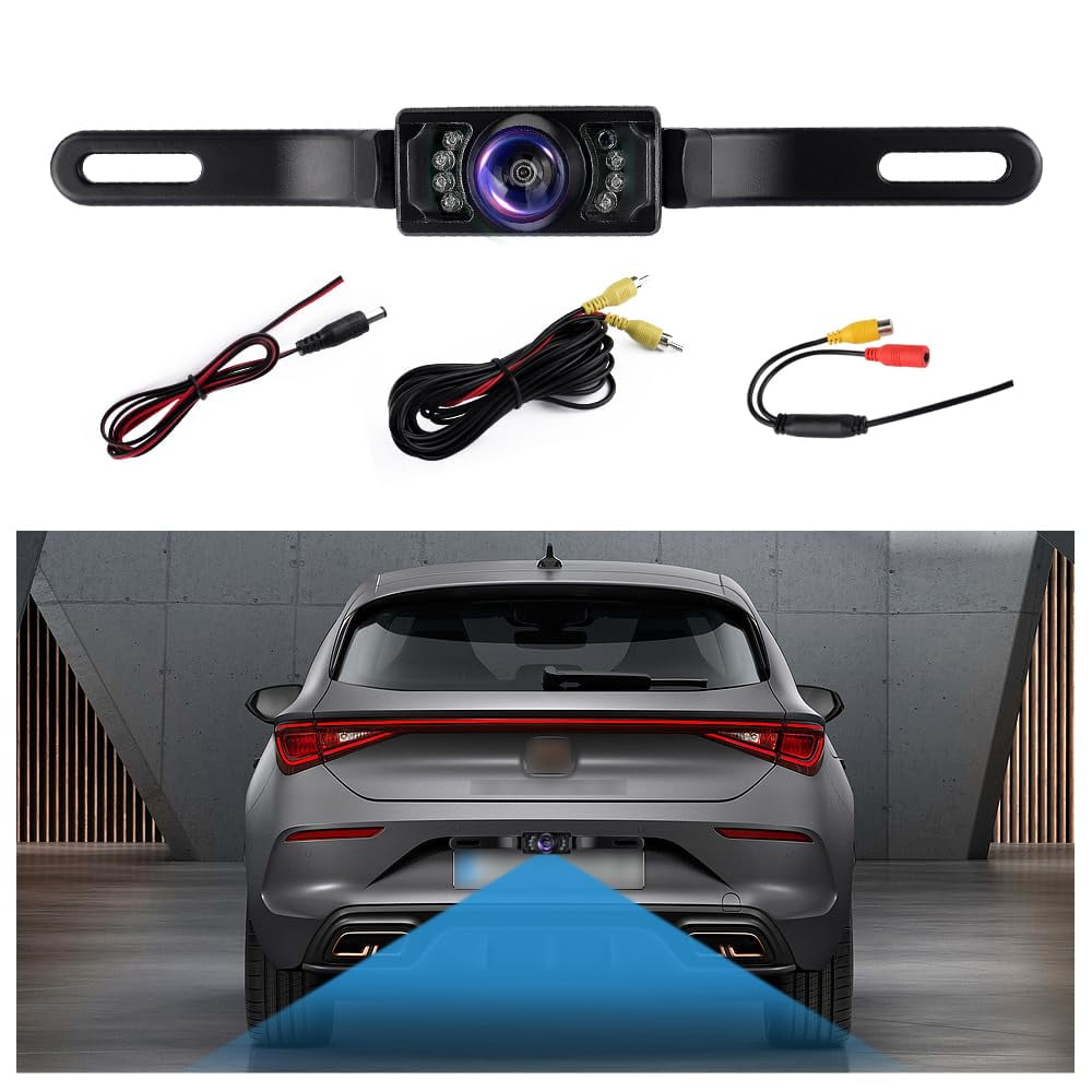Back Up Camera for Cars with 8 Light,HD Night Vision License Plate ...