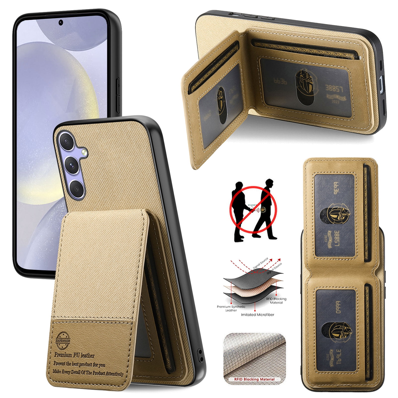 Back Case for Samsung Galaxy A15, Fabric + PU Leather + TPU Material ...